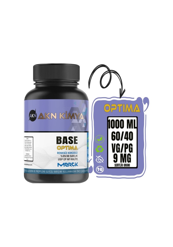 Optima Base 1000 Ml Vg Pg 60-40 9 Mg/ml Bitkisel Gliserin Base E422 Fiyatları ve Özellikleri