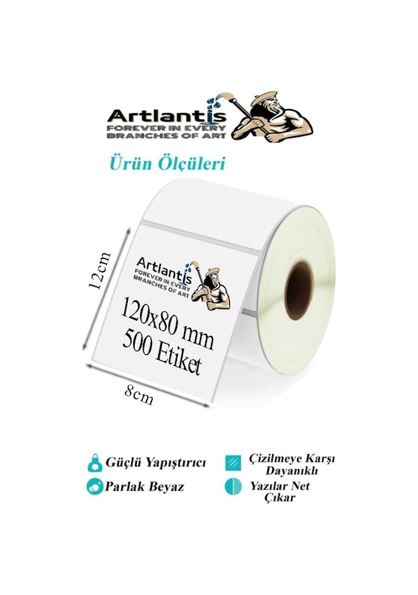 120x80 Mm Barkod Etiketi Yapışkanlı 6 Adet Rulo Etiket Termal Barkot ...