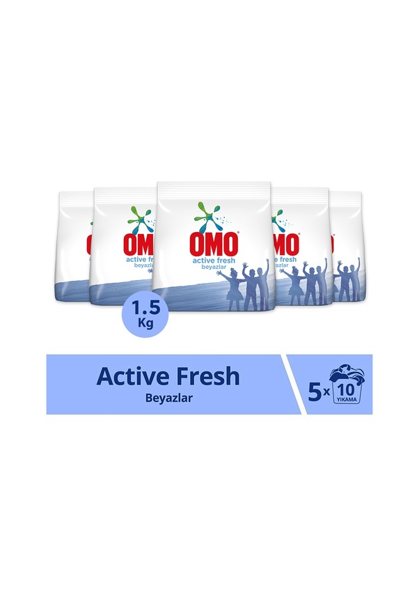 Omo Active Fresh Beyazlar için Toz Çamaşır Deterjanı 5 x 1500 G ...