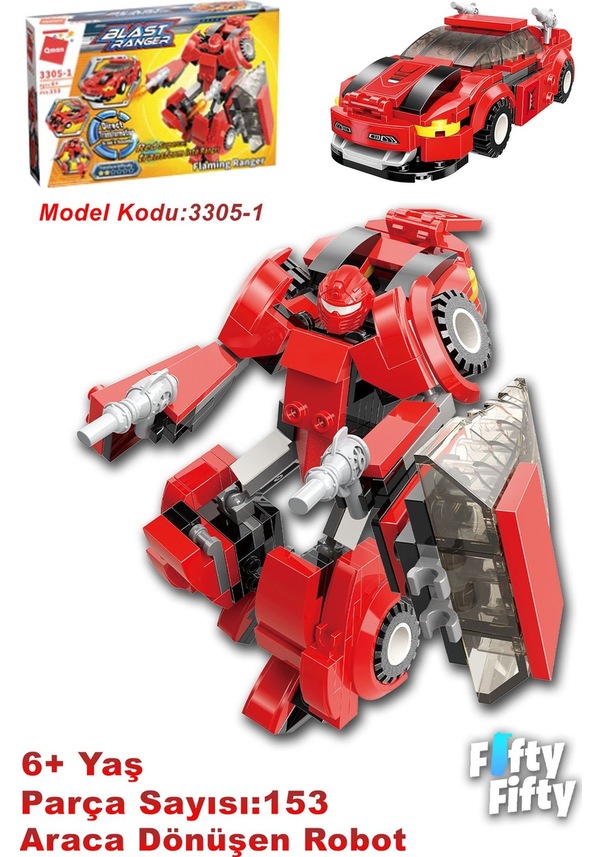 Qman Keeppley Araca Dönüşen Robot Flaming Ranger 153 Parça Oyuncak ...