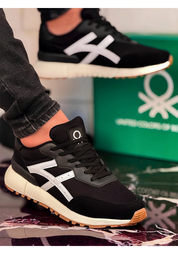 Benetton Erkek Sneaker Ayakkabı 988 Siyah Beyaz Siyah Beyaz 40 ...