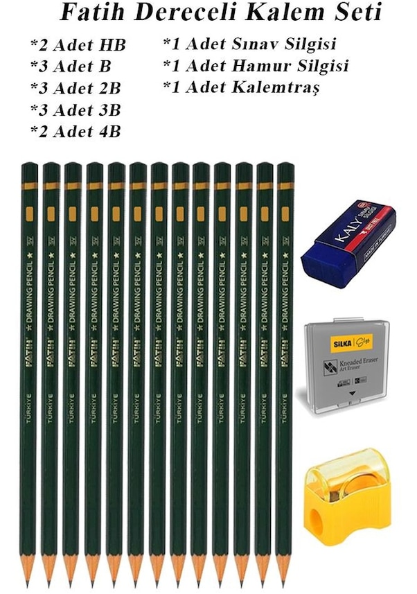 Resim Kalemi Fatih Dereceli Kalem Seti Karakalem Seti Hb B 2b 3b 4b 5b ...