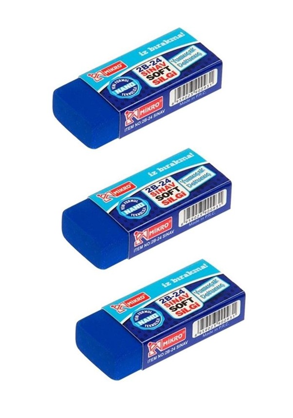 Sınav Silgisi Mavi Silgi Orta Boy Mikro Silgi Sınav 3 Adet Yumuşak ...