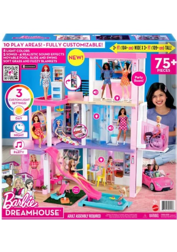 Barbie 'nin Rüya Evi (115 Cm); 75'ten Fazla Aksesuarı Bulunan; 3 Katlı ...
