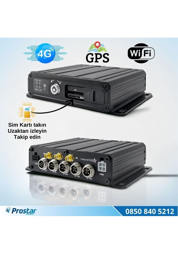 Navistar Sd Kartlı Uzaktan İzlemeli 4 Kanal 1080p Gps 4g Wıfı E5204 ...