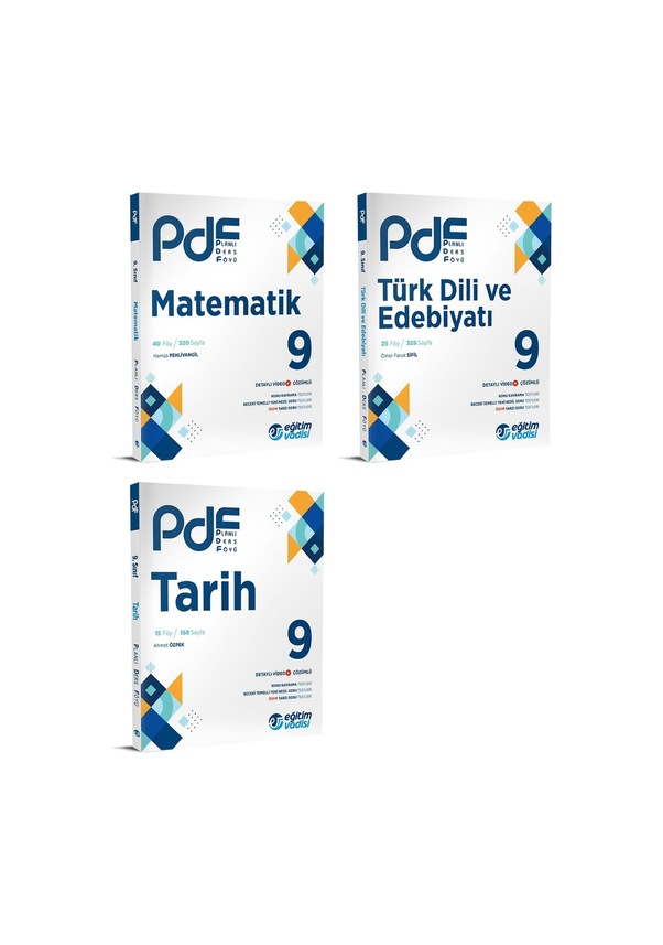 Eğitim Vadisi 2024 9. Sınıf Matematik + Edebiyat + Tarih Pdf Seti 3 Kitap Fiyatları ve Özellikleri