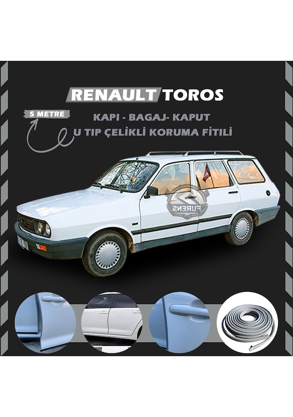 Renault Toros Oto Araç Kapı Koruma Fitili 5metre Parlak Gri Renk ...