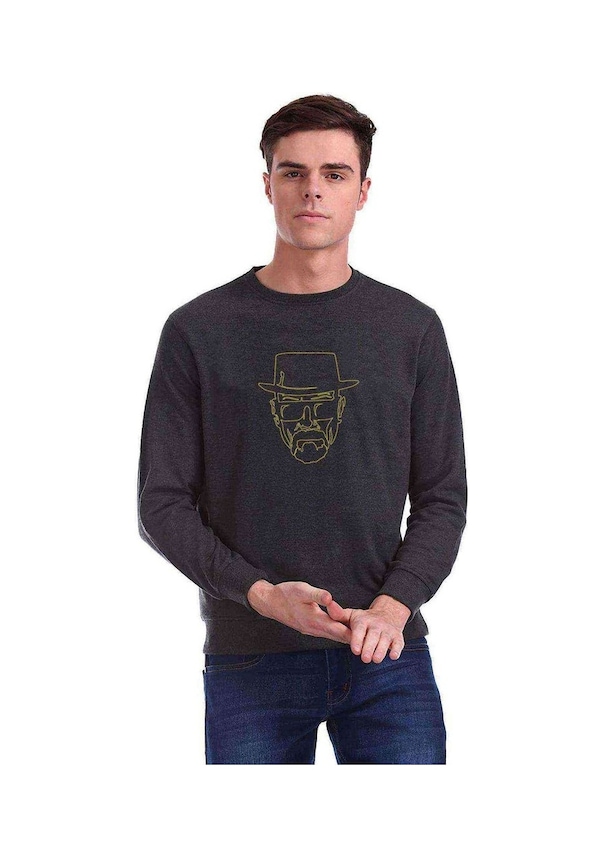 Silhouette Walter White Baskılı Füme Antrasit Erkek Örme Sweat M ...