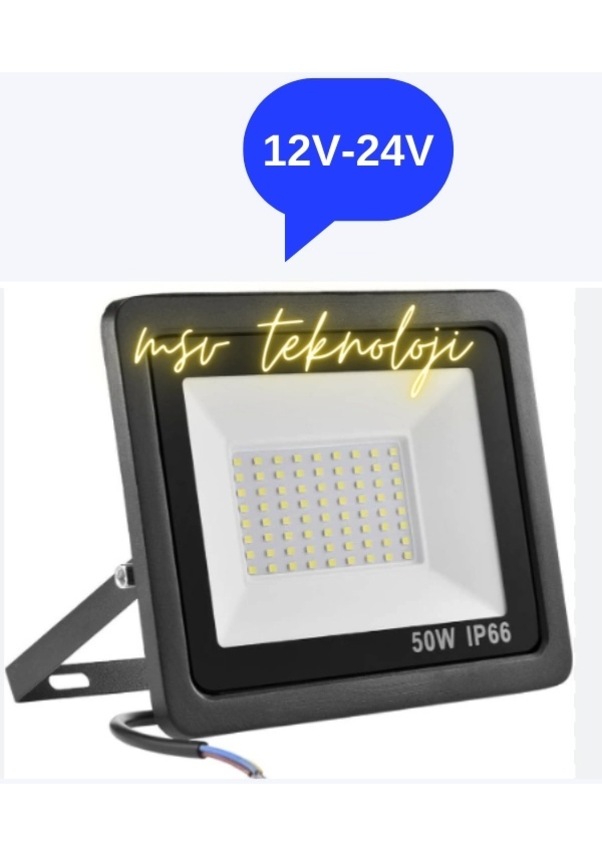12v - 24v 50 Watt Siyah Slim Kasa 6500k Beyaz Işık Ip 65 Led Projektör ...