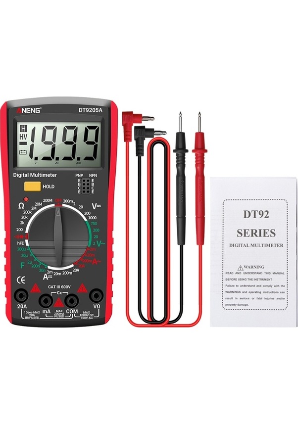 Kırmızı-dijital Multimetre Ac/dc Hfe Transistör Kapasiteli Diyot Test ...