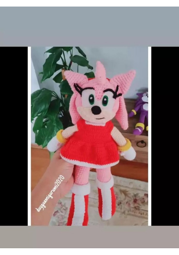 Sonic sevilen Karakteri Amy rose pembe Sonic Amigurumi oyuncak be ...
