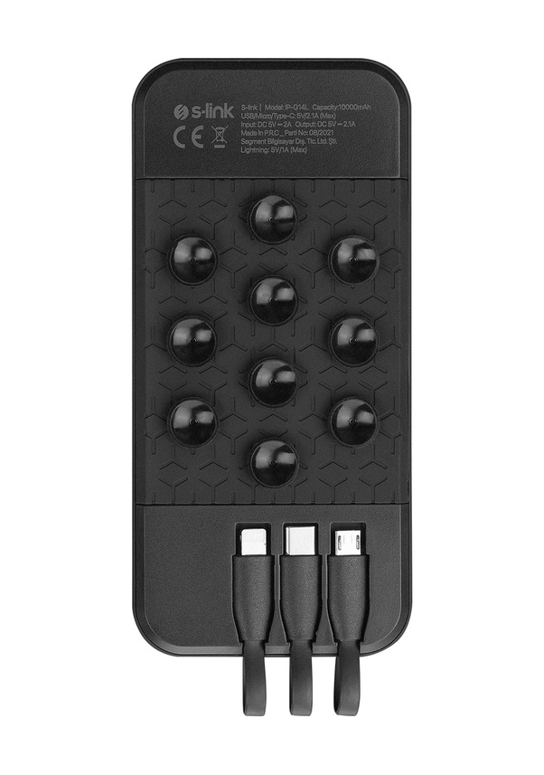 S-link IP-G14L 10000mA Ledli Vantuz+Stand Siyah Dahili Kablolu T ...