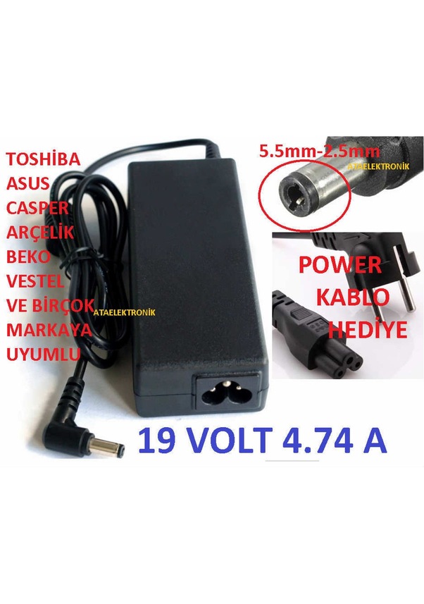 19 Volt 4.74 Amper 4.74 Amper Laptop Dizüstü Pc Adaptörü Şarj Ale ...