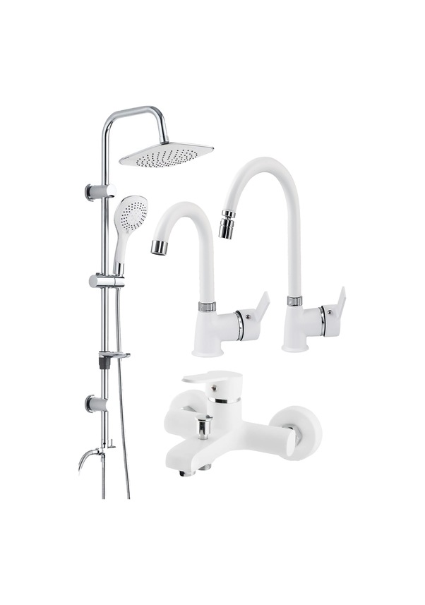 Bf52 Beyaz Delta Mutfak Lavabo Bataryası Tepe Duş Seti Yağmurlama Duş ...