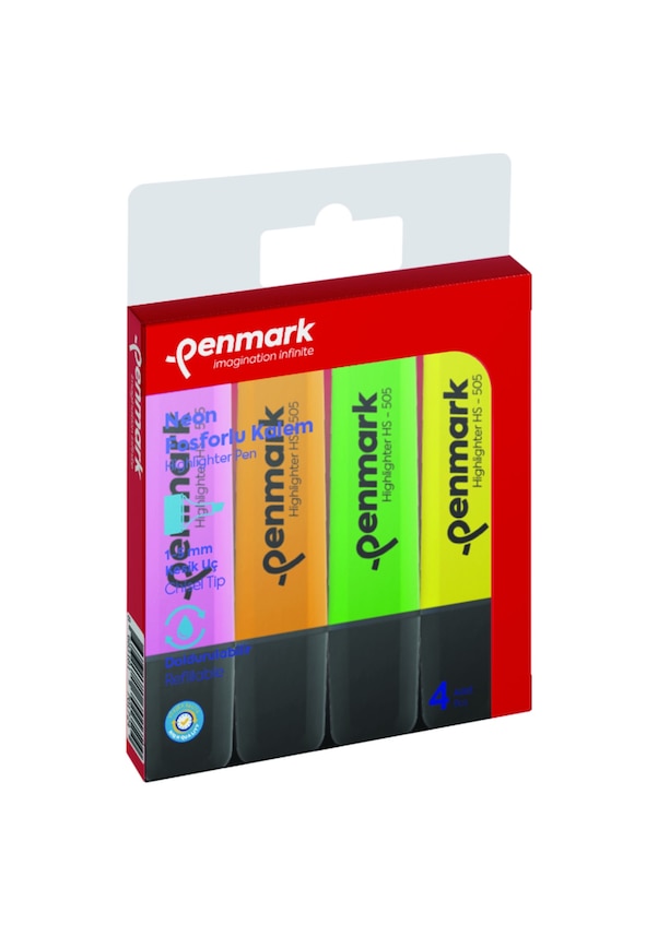 Penmark Highlighter Neon Renkler Fosforlu Kalem 4 Lü Hs-505-4N Fiyatları ve Özellikleri