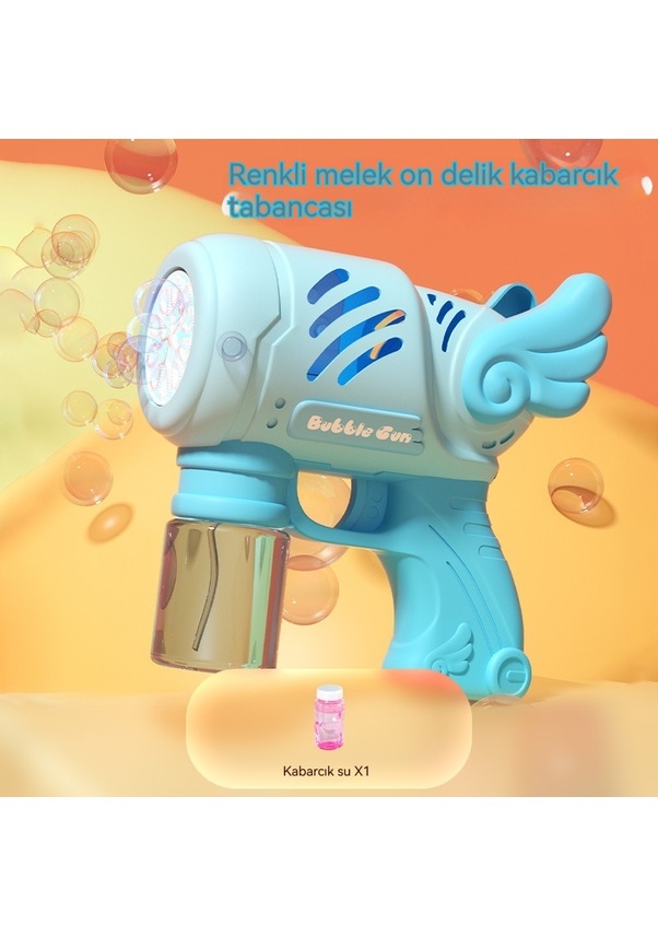 Llz Mavi 10 Delik Kabarcık Makinesi Oyuncak Melek Kabarcık Tabancası Elektrikli Tam Otomatik ...