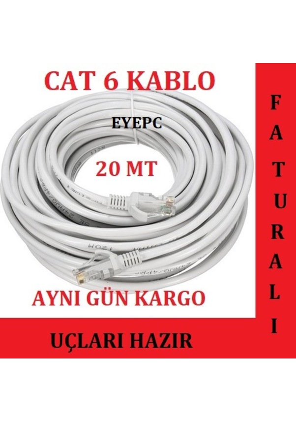 EYEPC 20 Metre Ethernet Kablo Cat 6 Cat6 Ket Kalın Bakır Kablo Fiyatları ve Özellikleri