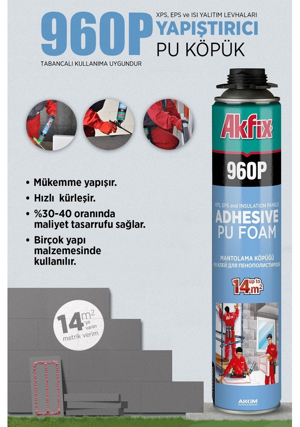 Akfix 960P Xps Eps ve Isı Yalıtım Levhaları Yapıştırıcı Pu Köpüğü Fiyatları ve Özellikleri
