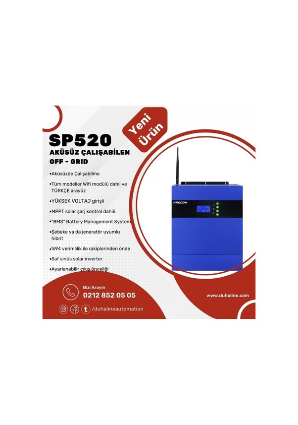 Frecon SP520 3.5 KVA OFFGRID Akıllı İnverter (Aküsüz Çalışma + Dahili ...