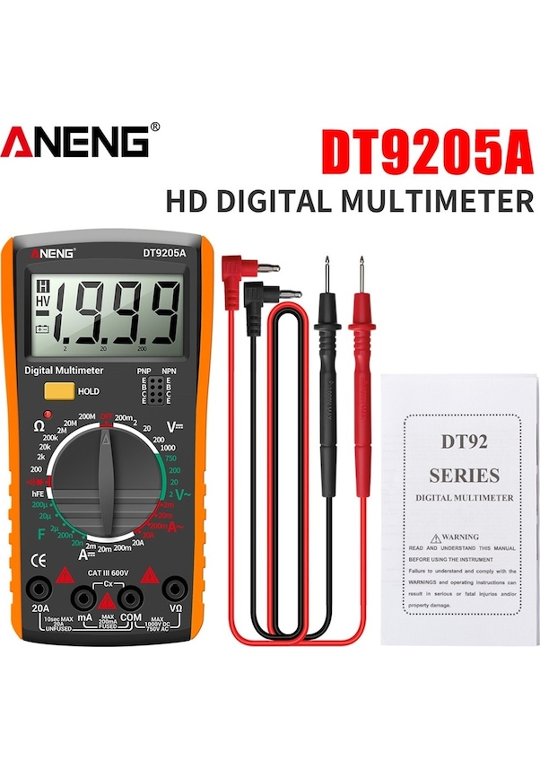 Dt9205a Turuncu-aneng Dt9205a Yeni Hd Dijital True Rms Profesyonel Multimetre Otomatik Ac/dc ...