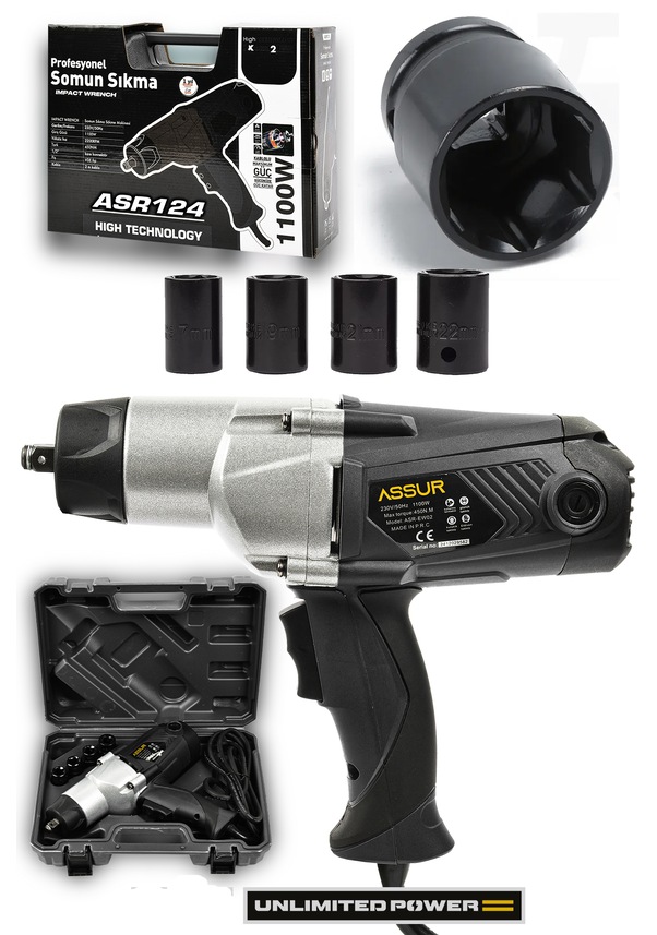 Assur ASR124 1100 W Elektrikli Somun Sıkma Sökme 450 NM Siyah Fiyatları ve Özellikleri