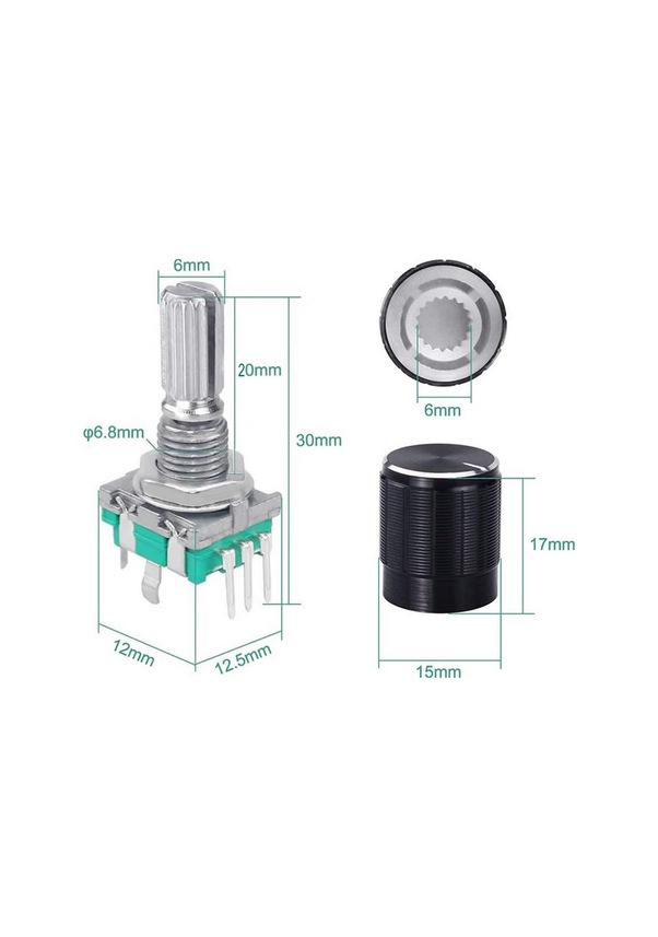 EC11 Rotary Encoder Butonlu 20 Adım + Pot Başlığı Fiyatları ve Özellikleri
