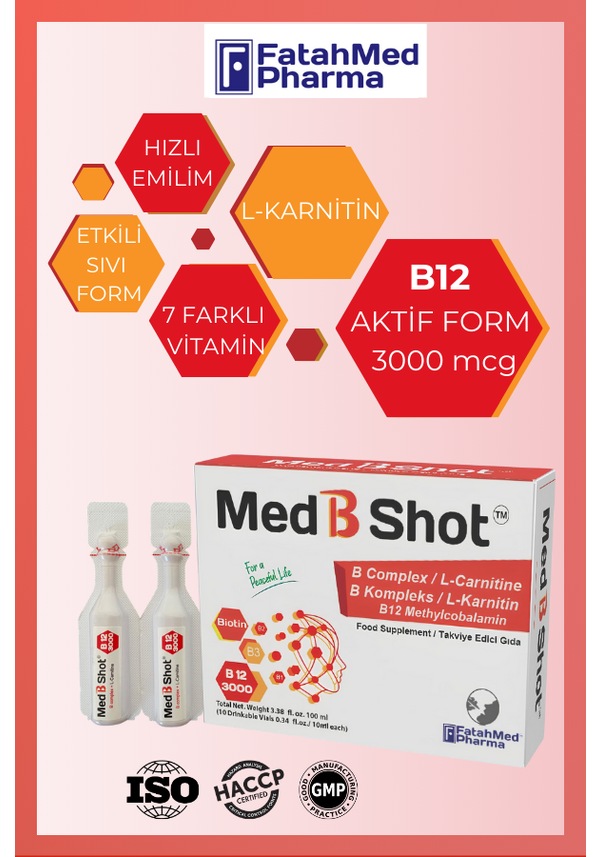Med B Shot Kompleks B12 Metilkobalamin L-karnitin 10 Flakon Fiyatları ...