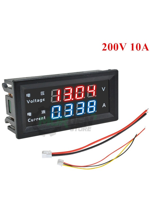 4bit 200v 10a-dc 100v 200v 10a 4 Haneli Yüksek Hassasiyetli Voltmetre Ampermetre Mavi + Kırmızı ...