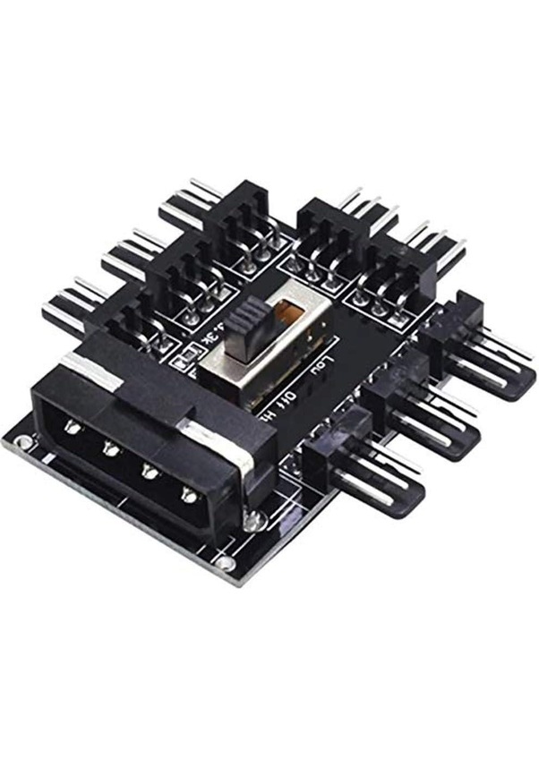 8 Port Fan Çoklayıcı Hub Y Pwm Splitter İde Molex Soğutma 3 Pin 4 ...