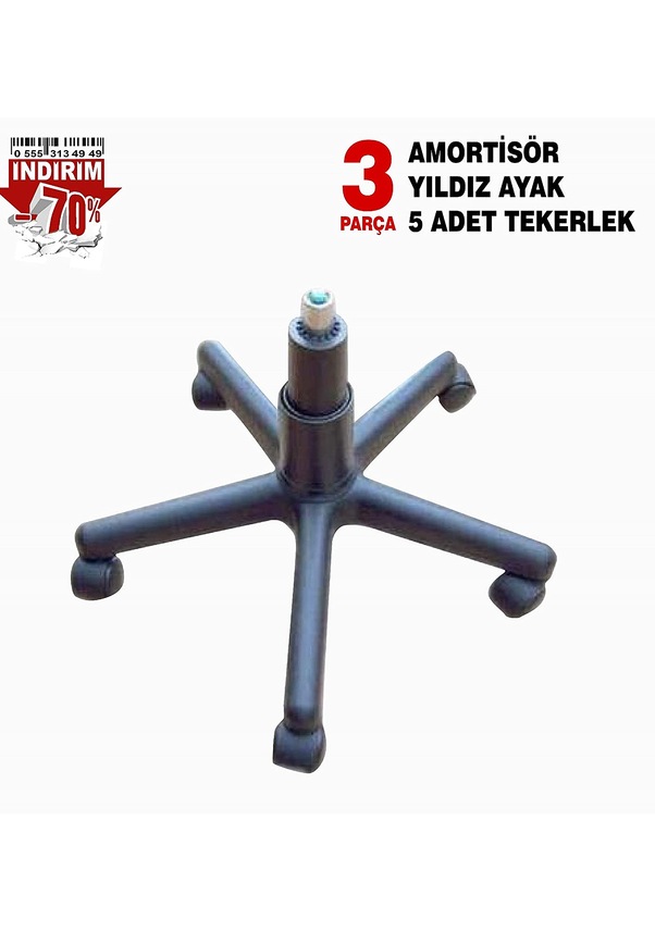 Fullreyon Plastik Yıldız Ayak + 5 Tekerlek + 140'Lık Ithal Amortisör ...