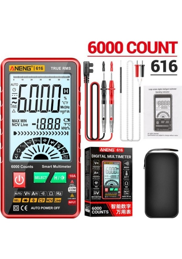 Aneng 616 Dijital Multimetre 6000 Sayım Dc Ac Gerilim Akım Test Cihazı ...