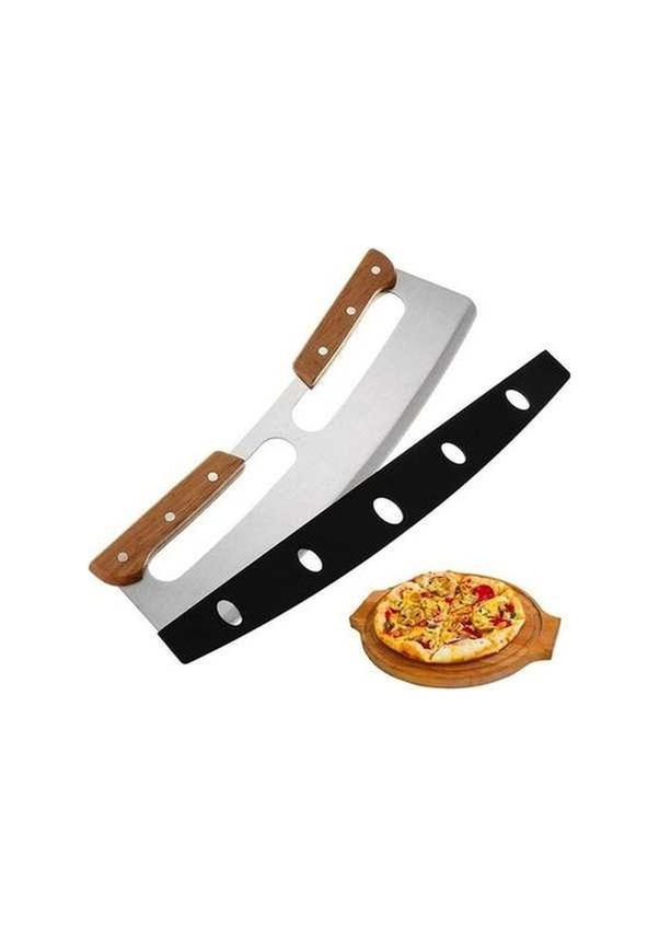Ulzyvf Paslanmaz Çelik Pizza Kesici Ahşap Saplı Pratik Pizza ...