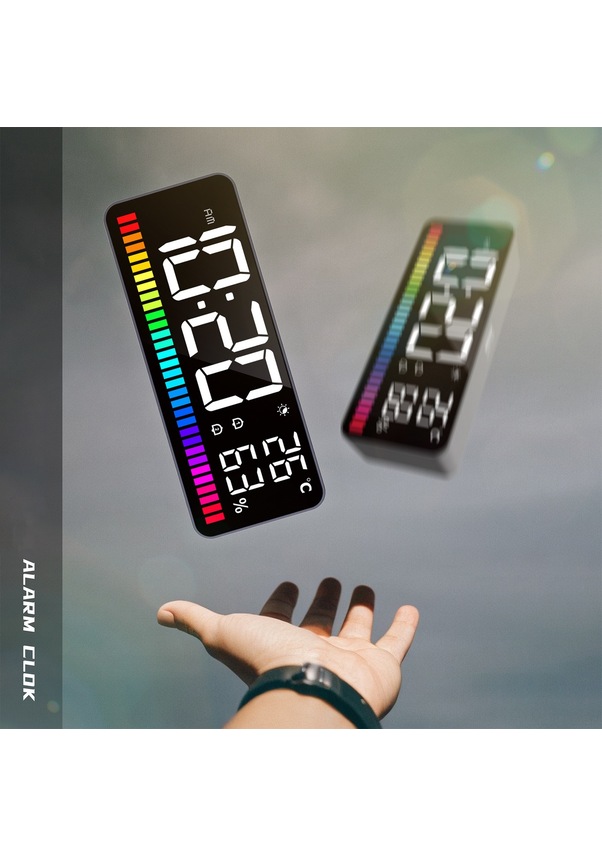 Lemestar Led Rgb Ses Kontrollü Nem Ve Sıcaklık Göstergeli Çift Alarmlı ...