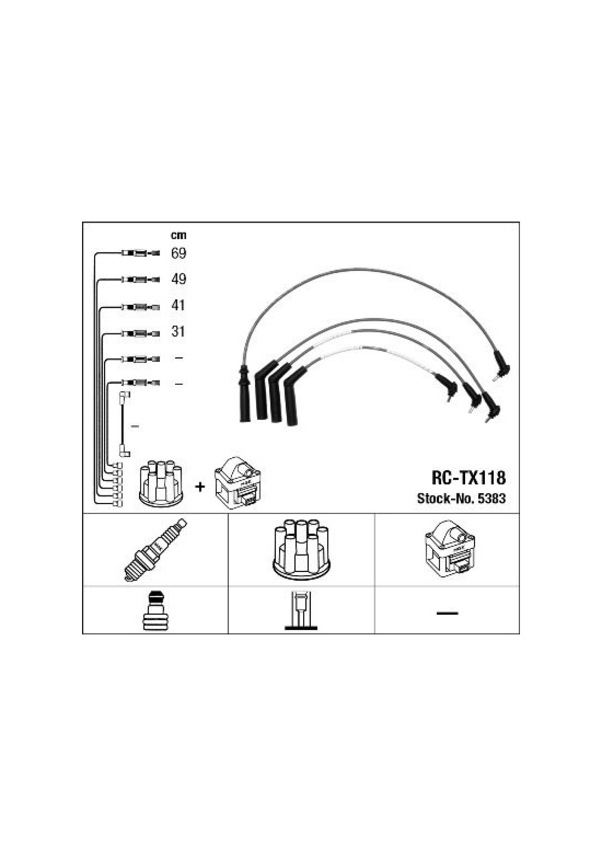 NGK 5383 (RC-TX118) Buji Kablo Seti Rc-Tx118 (Toyota Uyumlu: Corolla 92-98 1.3 2E Ae100-Ae101 ...