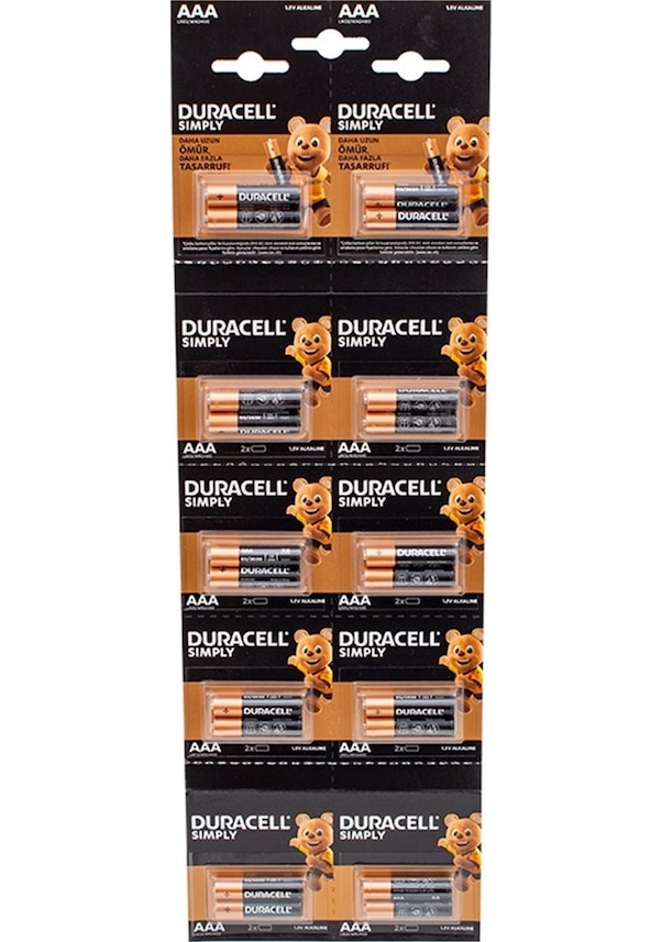Duracell Lr03/mn2400 1.5 Volt Alkalin Aaa İnce Kalem Pil 20li Kartela ...