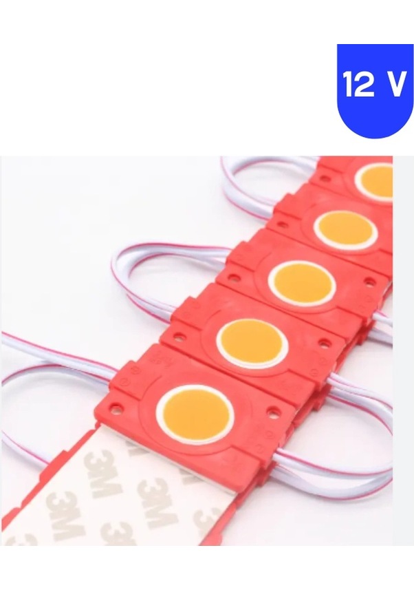 12 Volt 2.4 Watt Kare Kırmızı Cob Led Modül Ip65 10 Adet Modül ...