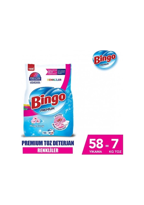 Bingo Premium Toz Çamaşır Deterjanı Renkli Müge Çiçeği 7 KG Fiyatları ...