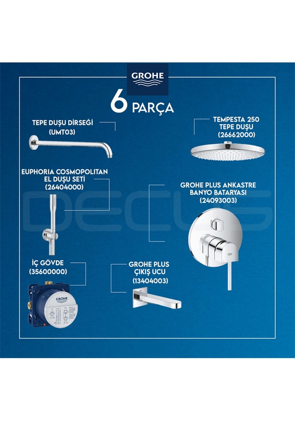 Grohe Plus Ankastre Duş Seti Umt03 + 26662000 + 26404000 + 24093003 ...