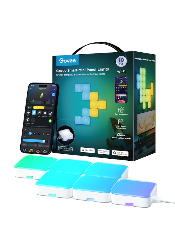 Govee Mini Panel Gaming Duvar Aydınlatması 10 Parçalı, Dekore Edi ...