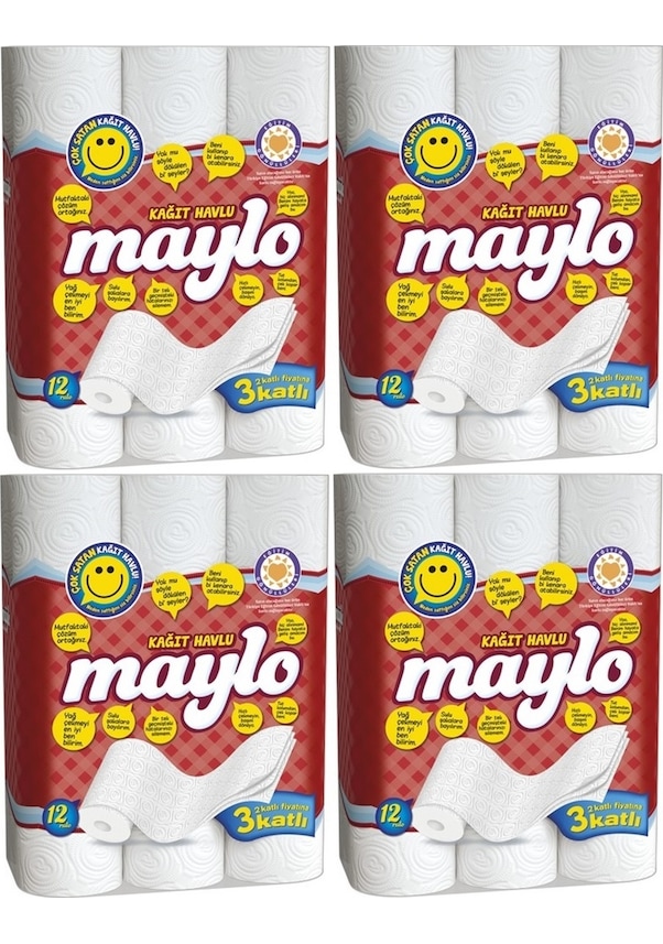 Maylo Süper Kağıt Havlu 3 Katlı 48 Li Set (4PK*12) Fiyatları ve Özellikleri