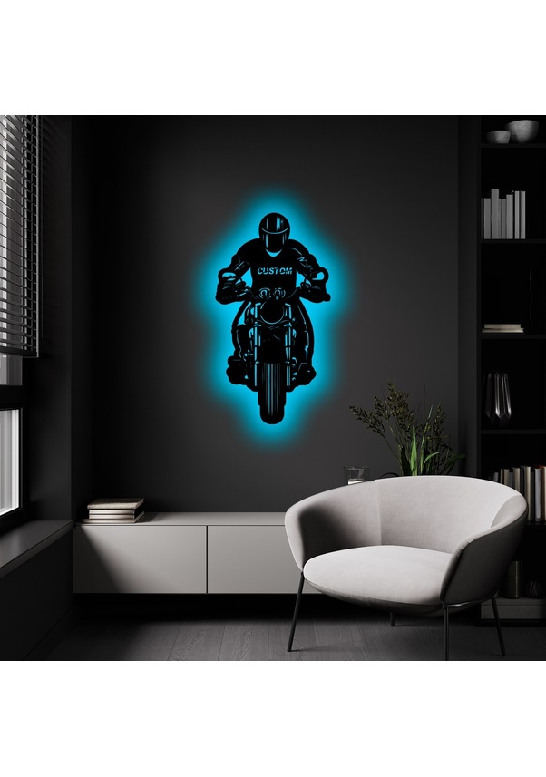 Duvar Dekoru Led Işıklı Custom Motor Ful Rgb Ful Aydınlatmalı Siyah ...