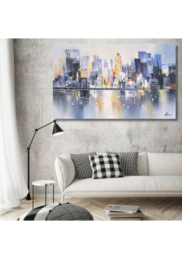 Binalar Büyük Boy El Yapımı Yağlı Boya Tablo 145x94cm 95 x 145 CM ...