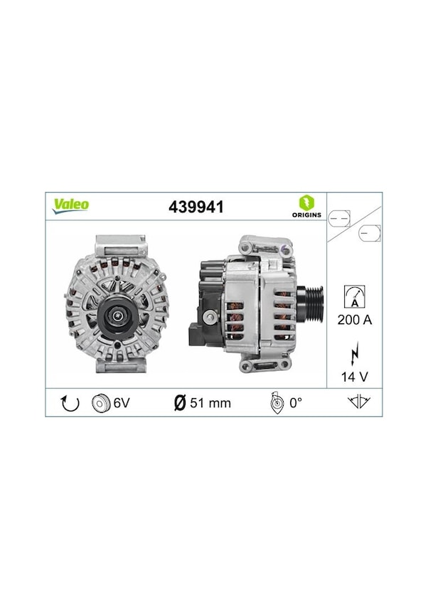 Valeo 439941 Alternator 14v 200a Mercedes W205 C218 W212 C207 C253 W447 ...