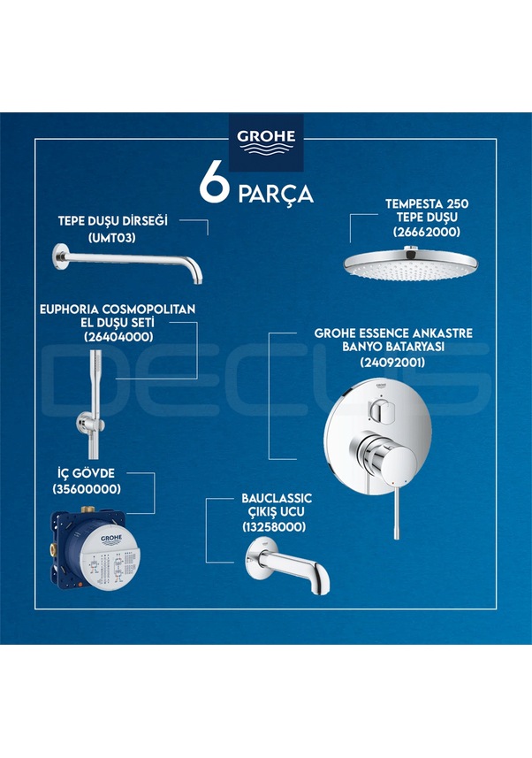 Grohe Essence Ankastre Duş Seti Umt03 + 26662000 + 26404000 + 24092001 ...