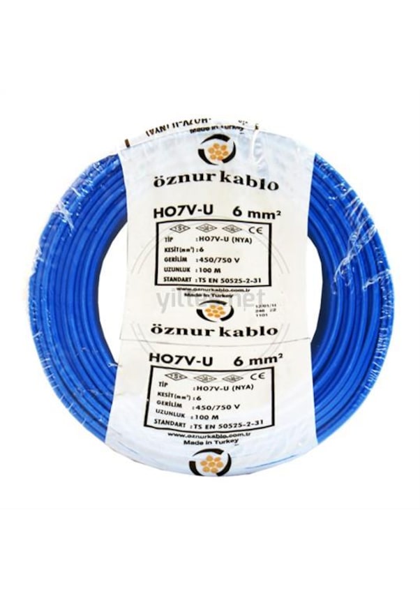 Öznur 6 Mm Nya Kablo Tek Damar Mavi 100 Metre Fiyatları ve Özellikleri