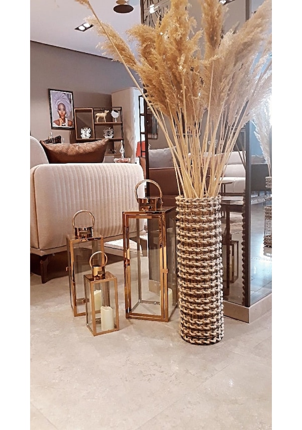Egindra Trendev metal Tel Hasır Örgülü Özel Tasarım Pampas Vazosu 50 Cm Fiyatları ve Özellikleri