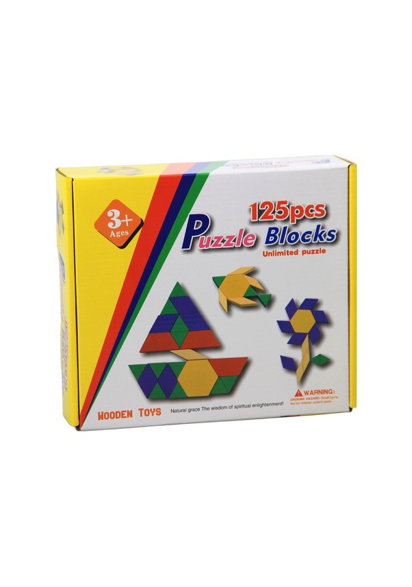 125 Parça Ahşap Tahta Tangram Eğitici Zeka Oyunu Renkli Lego Seti ...