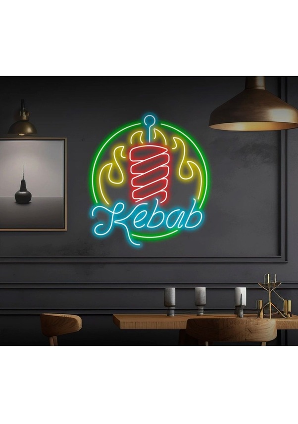 Twins Led Kebab Yazılı Ve Şekilli Neon Tabela Buz Mavisi Model:model ...