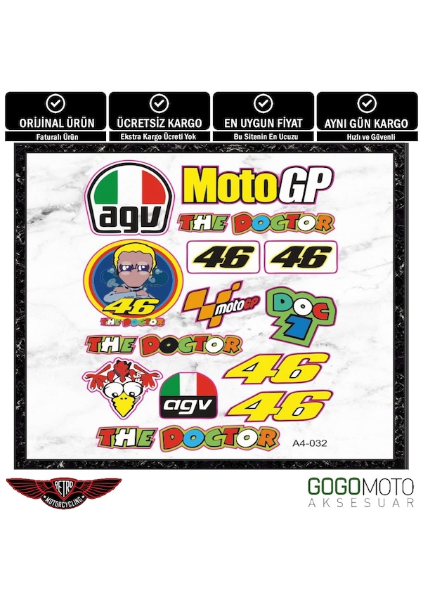 Gogo A4 Sticker Moto Gp 46 Rossi Tasarım Fiyatları ve Özellikleri