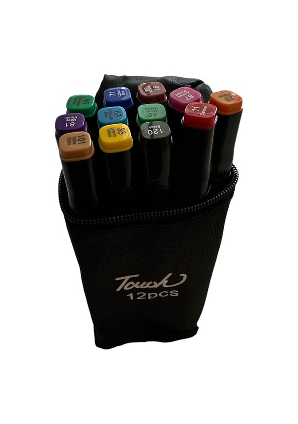 Touch Artist Çift Uçlu Marker Kalem Seti 12li Özel Bez Çantasın ...